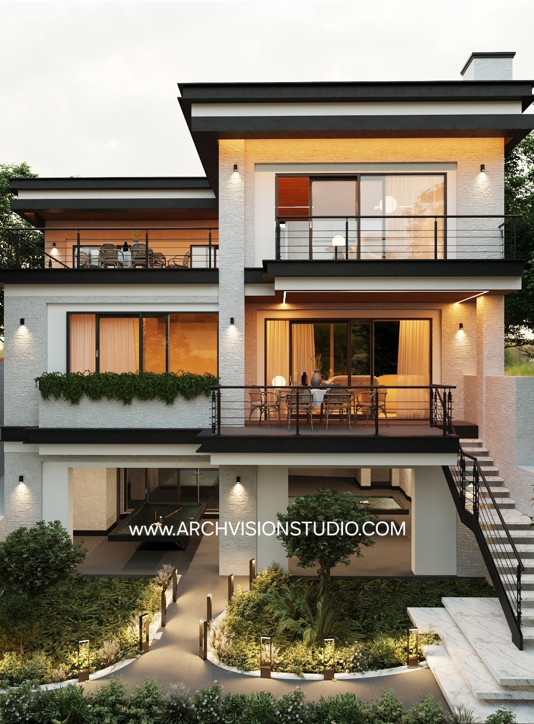 Exterior design and landscape of the villa - Archvisionstudio